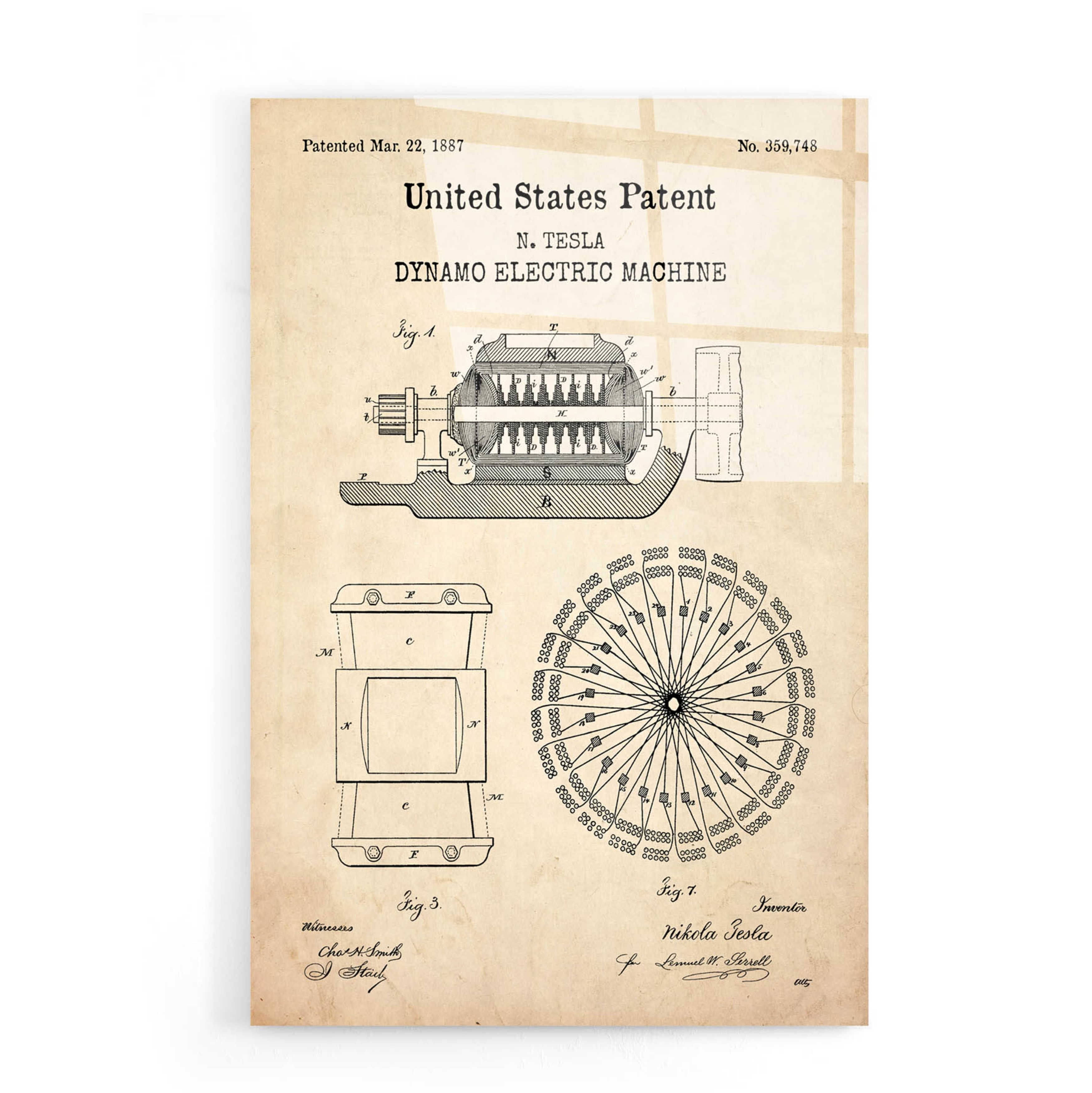 Epic Art 'Dynamo Blueprint Patent Parchment,' Acrylic Glass Wall Art ...