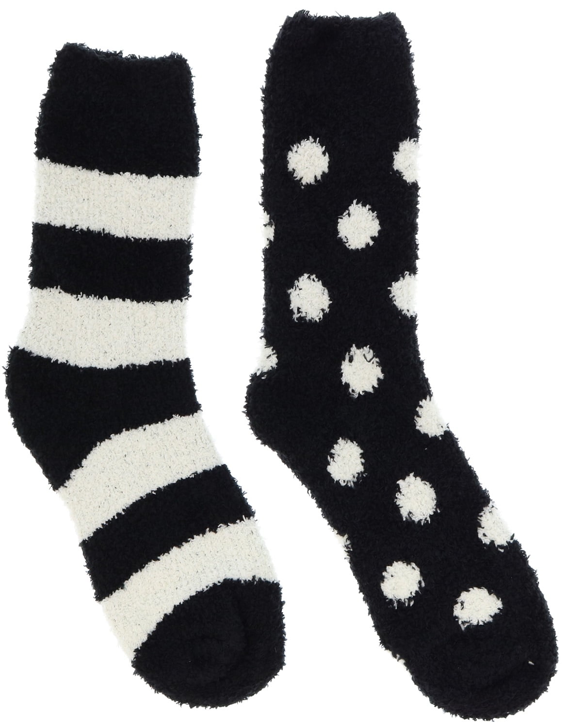 Everbright Womens Classic Fuzzy Socks 2 Pack Black And White