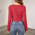 Blouse for Women Long Sleeve U Neck Fashion Solid Knit T-Shirts Casual ...