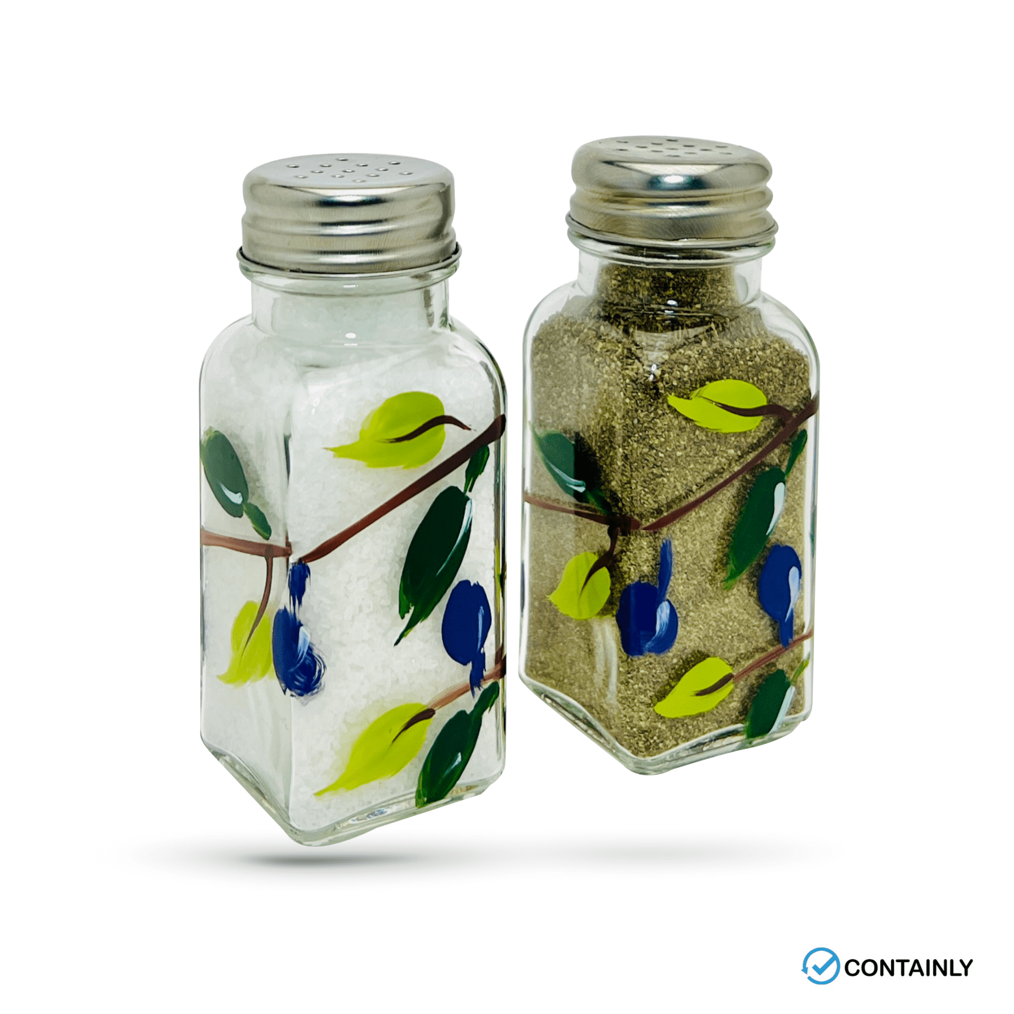 Hand Painted Glass Olive Branch Salt and Pepper Shakers Set - Walmart.com