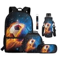 Yuyamidu Galaxy Fire Soccer Backpack and Lunch Box, Pencil Pouch, Water ...