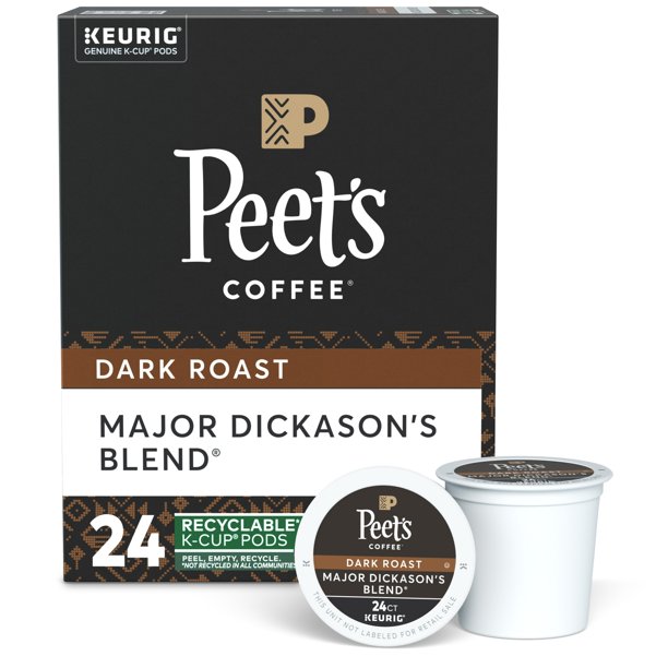 Peet's Coffee Major Dickason's Blend Dark Roast Keurig Coffee Pods, 24 ...