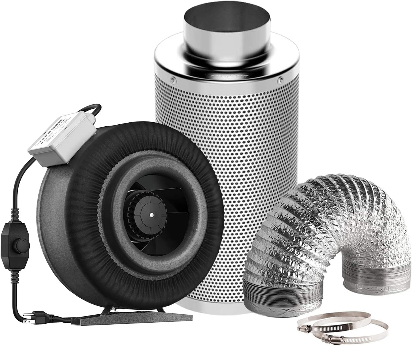 VIVOSUN 8 Inch 740 CFM Inline Fan with Speed Controller, 8 Inch Carbon ...