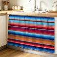 Abstract Cabinet Curtains 28" W x 51" L, Colorful Mexican Stripe Blue ...