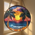 Beach Scene Glass Style Window Hanging – Coastal Decor Accent - Walmart.com
