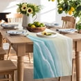 Burlap Table Runner 70 Inches Long, Water Duck Green Wave Non-Slip ...