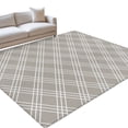Beige Grid Washable Living Room Rugs 8'x10', Modern Minimalist Classic ...