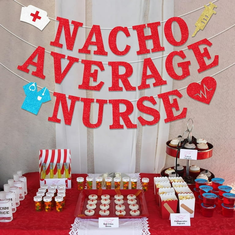 Nursing Graduation Party Supplies Gold Glitter RN Cake Topper Nurse