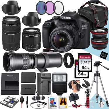 Canon EOS 4000D DSLR Camera Body Kit with 18-55mm Zoom Lens, 64GB ...