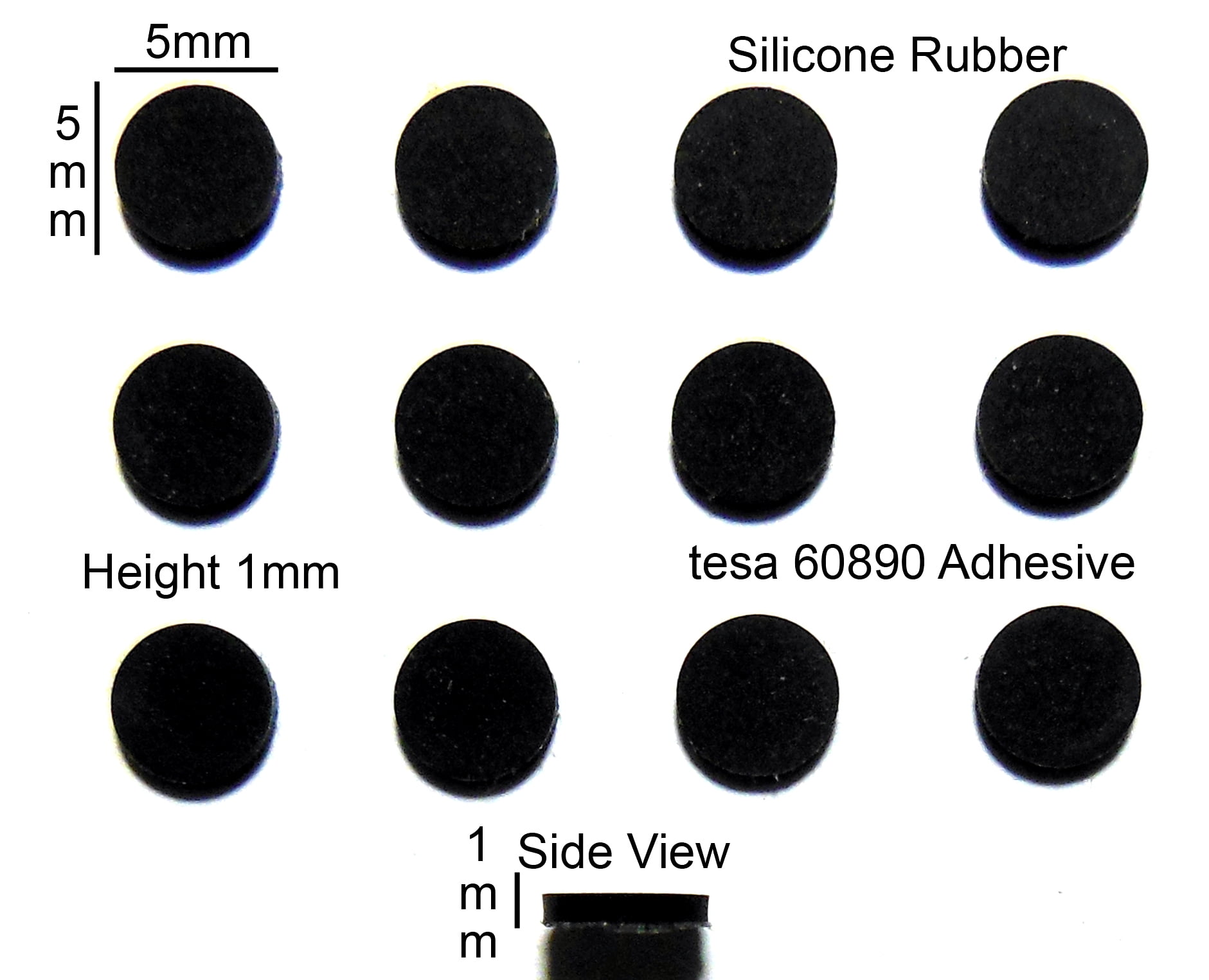 VATH Made Self Adhesive Silicone Rubber Feet 5mm(L)x 5mm(B)x 1mm(H ...