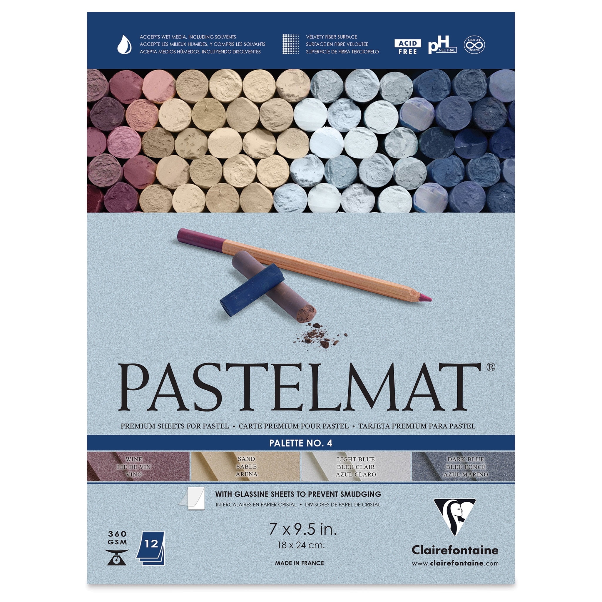 Clairefontaine Pastelmat Pad - 7" x 9-1/2", Palette No. 4, 12 Sheets ...