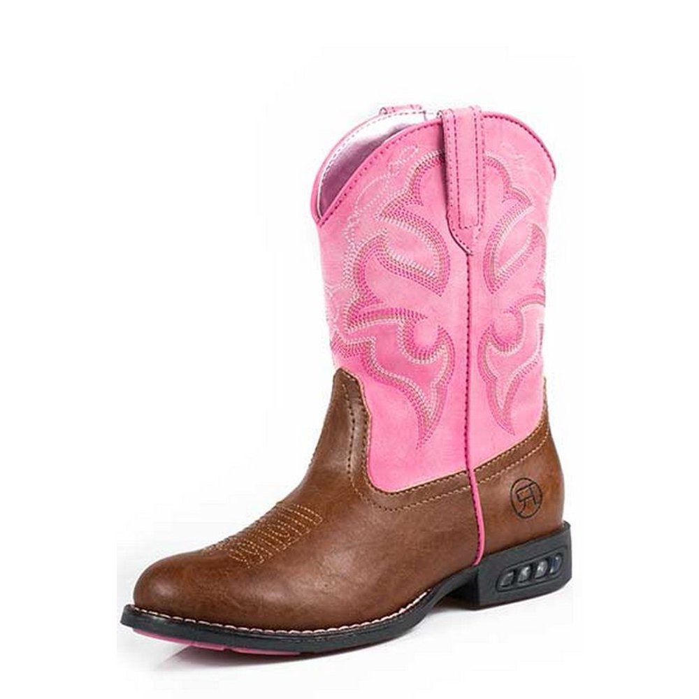 Roper - Roper Western Boots Girls Cowgirl Lights Tan Pink 09-018-1201 ...