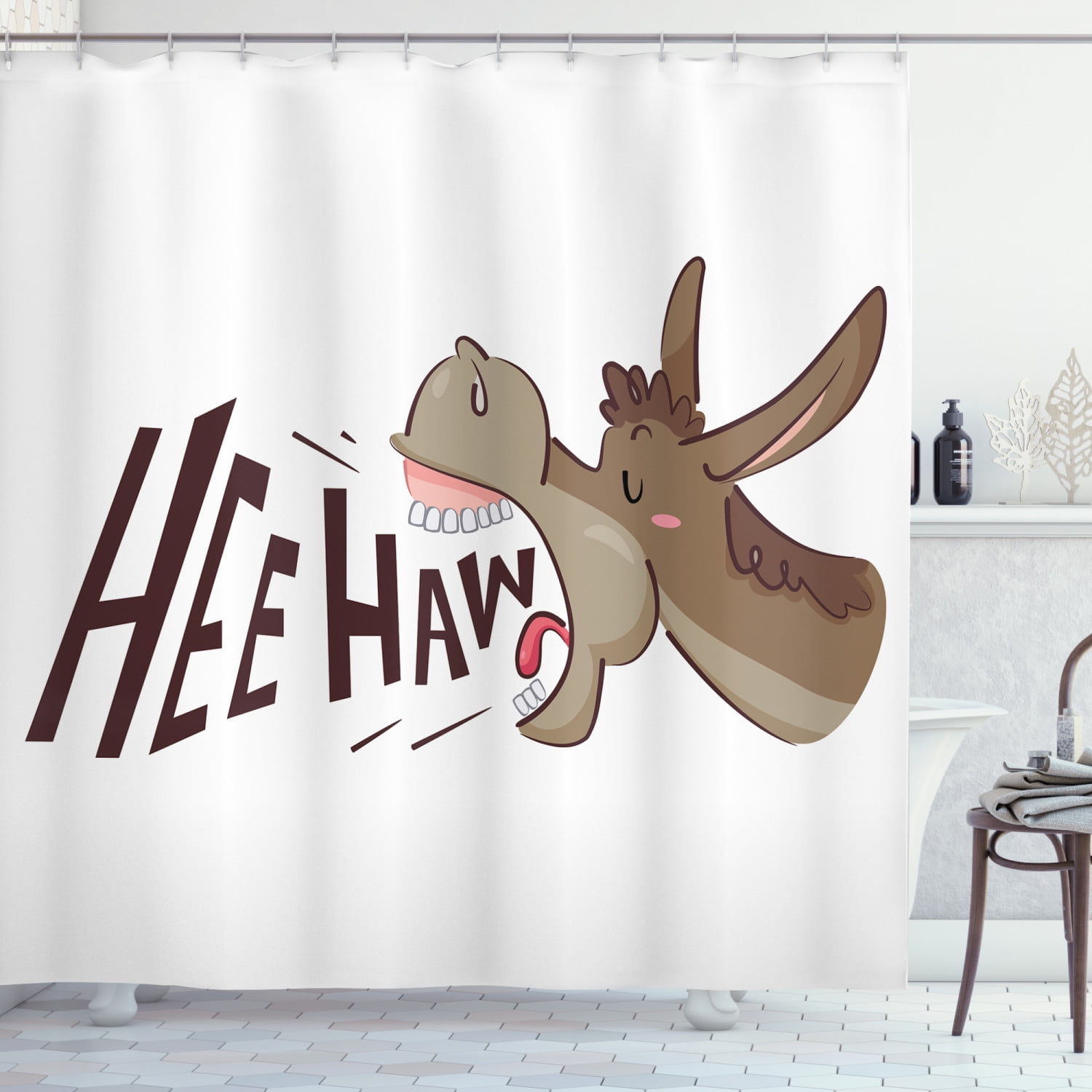Ambesonne Donkey Shower Curtain, Cartoon Funny Braying Animal, 69"Wx70 ...