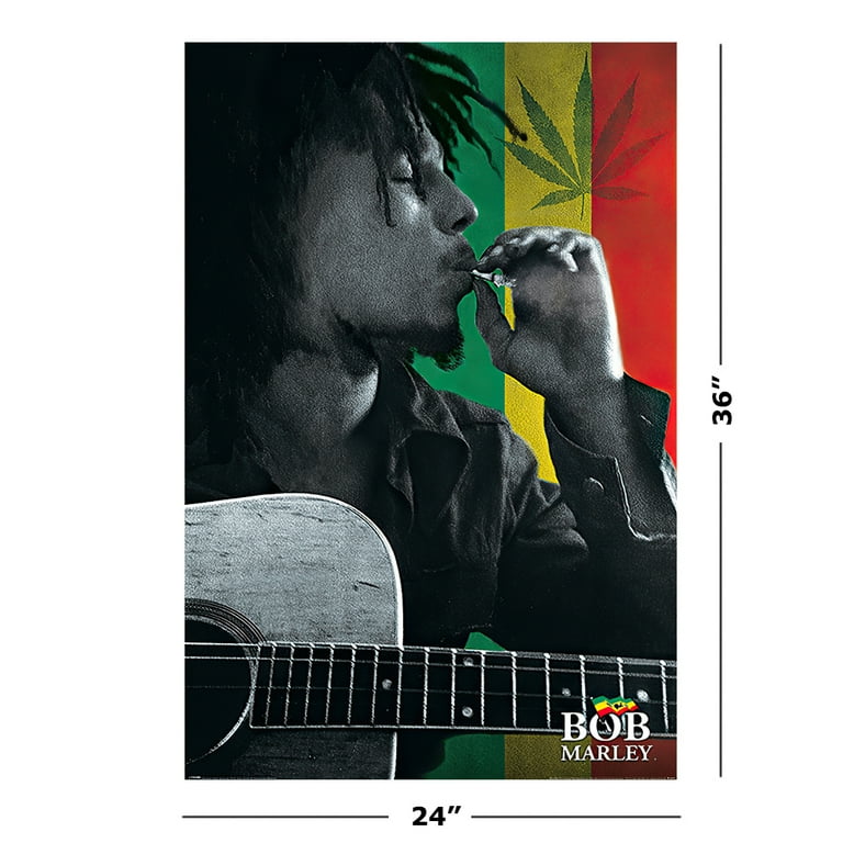 Jamaican Flag With Bob Marley Smoking