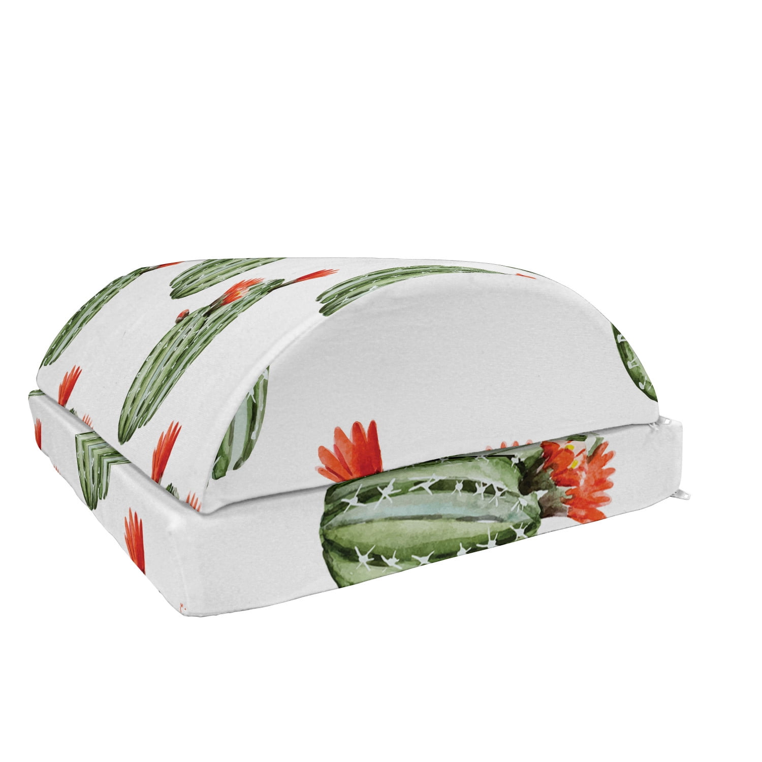 Cactus Foot Rest, Cacti Spikes and Red Flowers Mexican Hot Desert ...