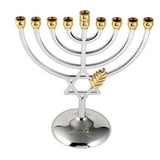 BRTAGG Hanukkah Menorah, Silver-Plated Full Set, Embedded Pins, Japanese Gift, 7in - Walmart.com