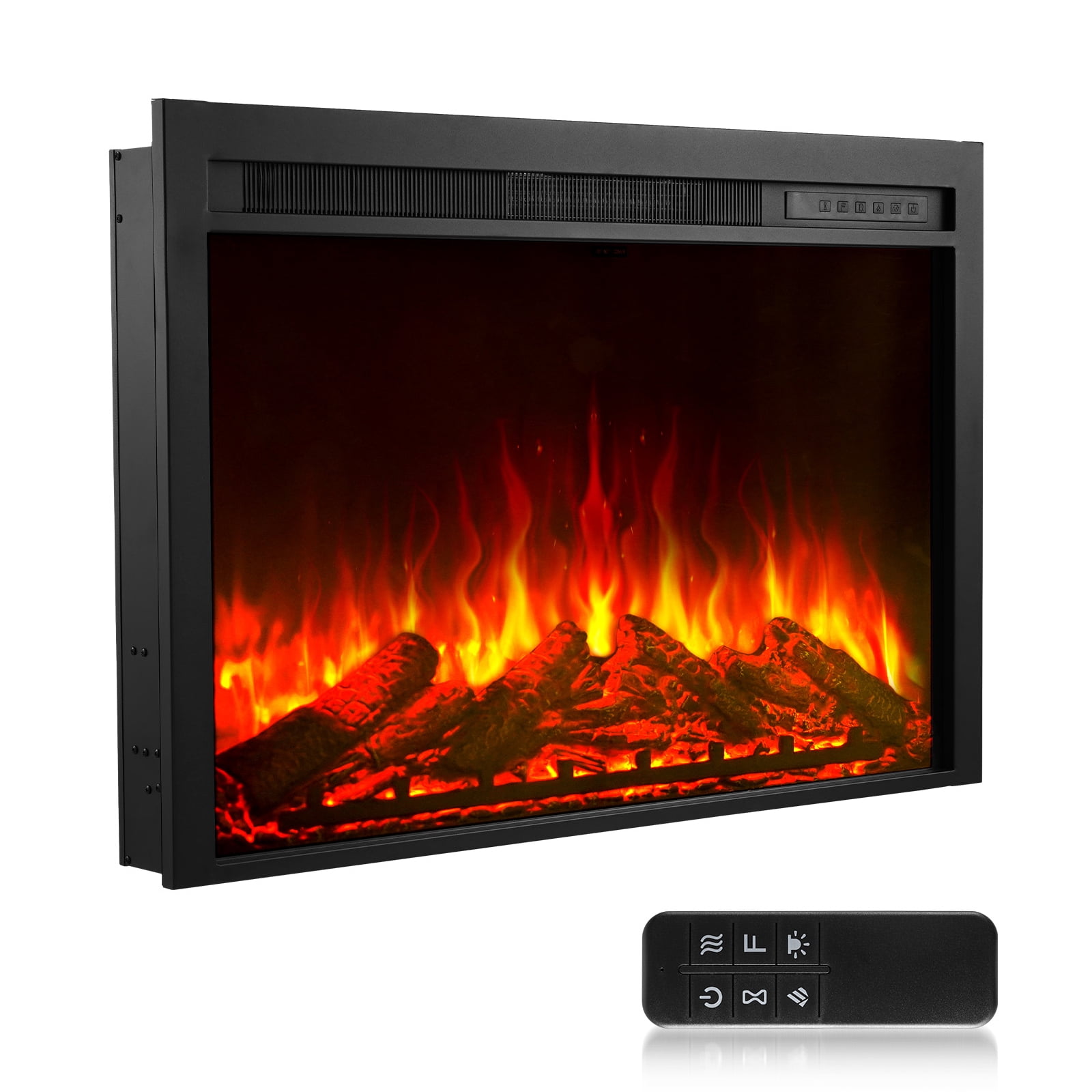Kffkff Electric Fireplace Insert  40 Inch Recessed And Wall Mounted With Adjustable Flame Color Brightness & 8h Timer & Remote Control  5000btu Black