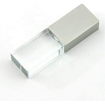 64GB USB 2.0 Flash Drive Crystal Blue LED Light Clear Glass Pen Drive ...