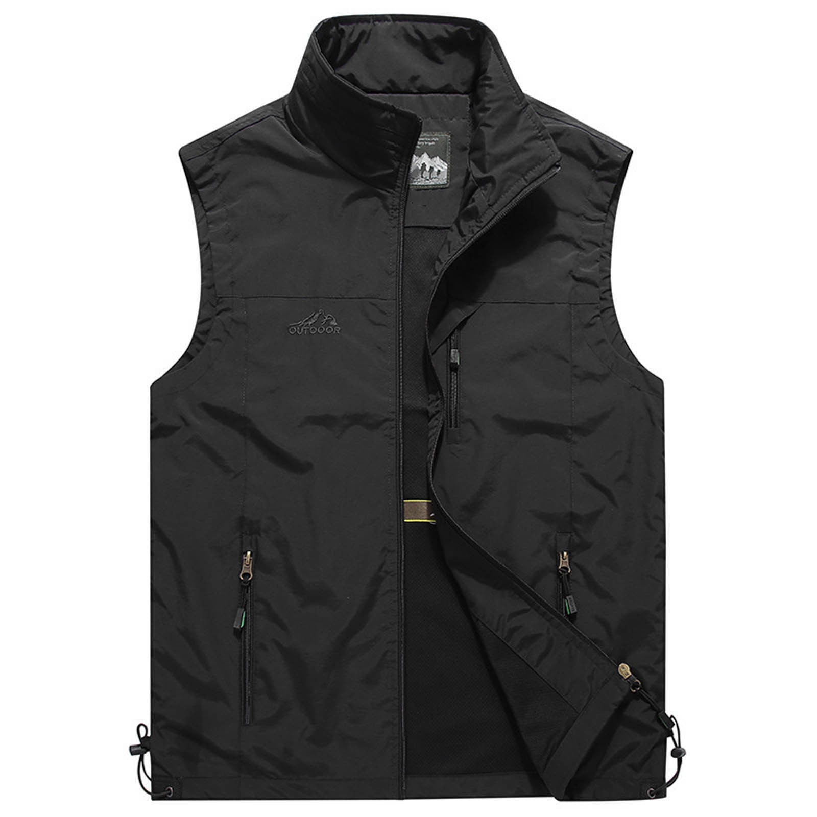 JNGSA Sleeveless Jacket with Pockets Full Zip Vest for Mens Casual ...