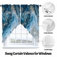 Blue Gradient Marble Swag Kitchen Curtain Valances, Abstract Gold Ombre ...