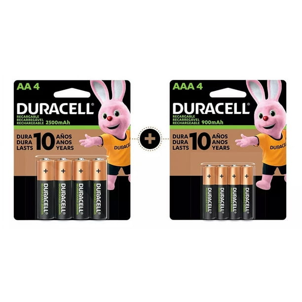Duracell Pilas recargables 4 pilas AA 2500mah 1.2v Y 4 pilas AAA 900mah 1.2v | Bodega Aurrera en ...