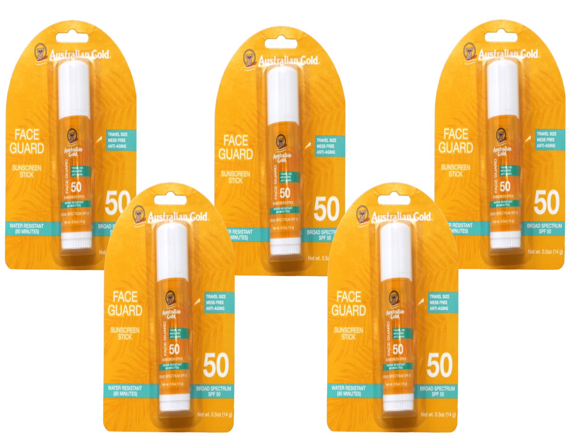 5 Pack of Australian Gold Face Guard SPF50 0.5 OZ - Walmart.com