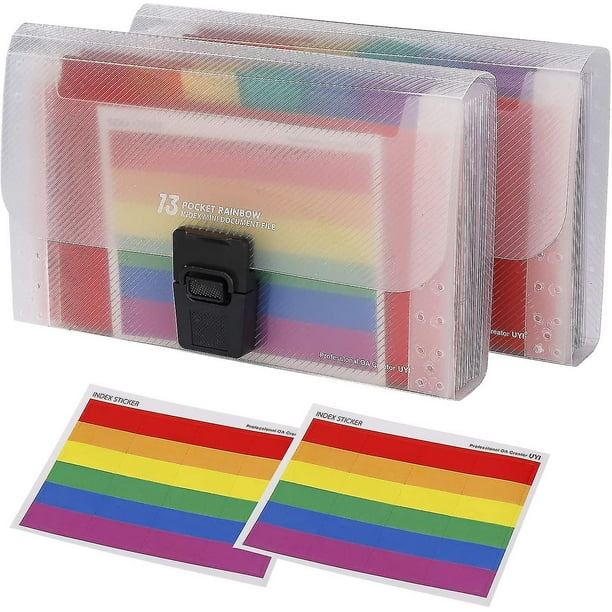Mini File Folders Size, 2 Pieces A6 Document Sorter 13 Compartments ...