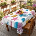 Cartoon Coastal Starfish Jellyfish Table Cloth 60x84in, Waterproof ...