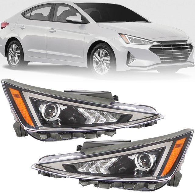 LABLT 2019-2020 Hyundai Elantra Projector Headlight Assembly Pair, Left+Right Side, ABS Lens ...
