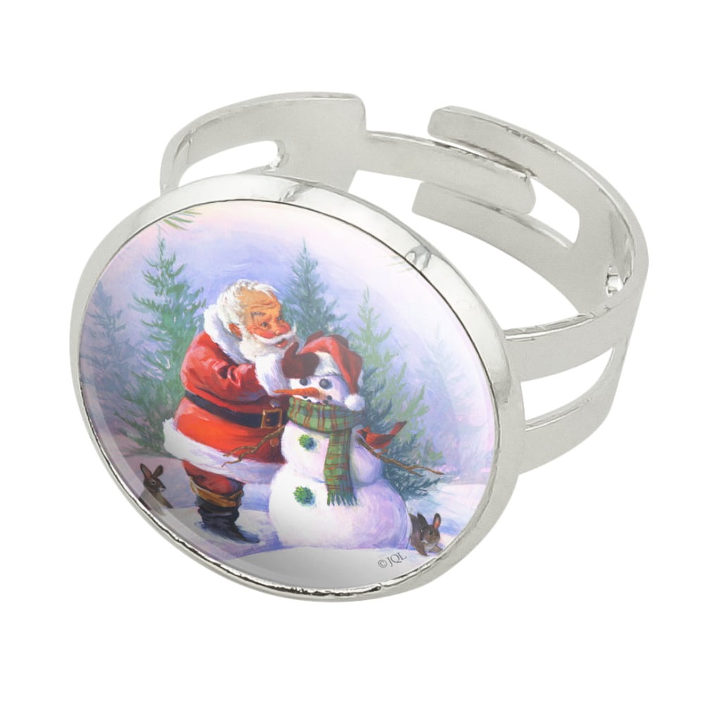 Christmas Holiday Santa Making Building Snowman Silver Plated ...