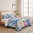 78x90in Quilt Bedding Set, Spring White Pink Flowers Lightweight ...