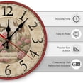 B01 Vintage Rose Garden Pink Farmhouse Style Round Wood Wall Clock ...