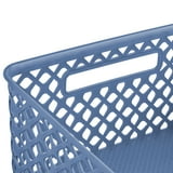 Mainstays Medium Blue Decorative Plastic Storage Basket, 14 in x 11.5 ...