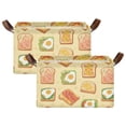 Bread Meat Eggs Pattern Collapsible Storage Bin Open Home Shelf Basket ...