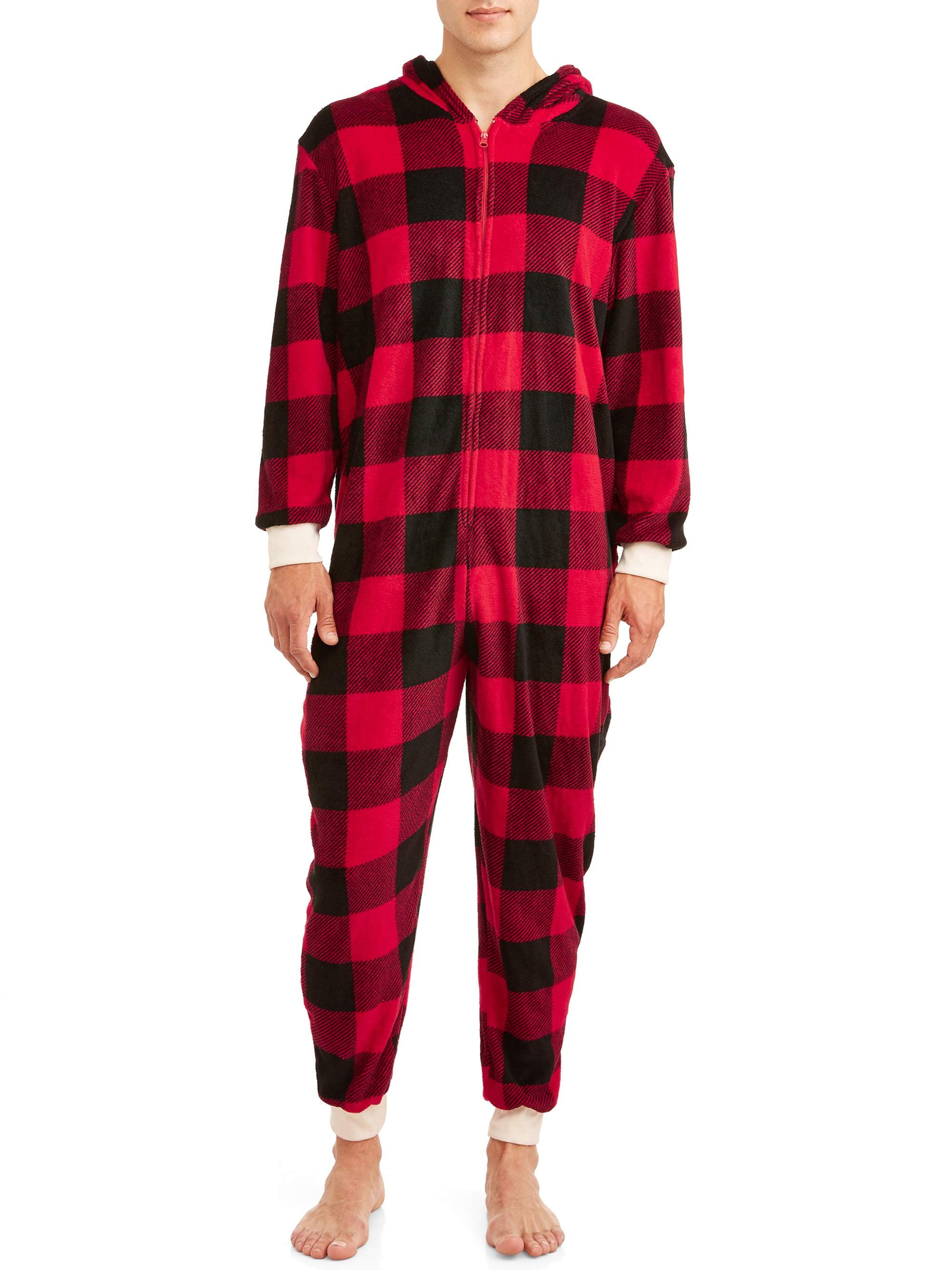 Secret Santa Men's Hooded Plush Lounge Union Suit with Trapdoor ...