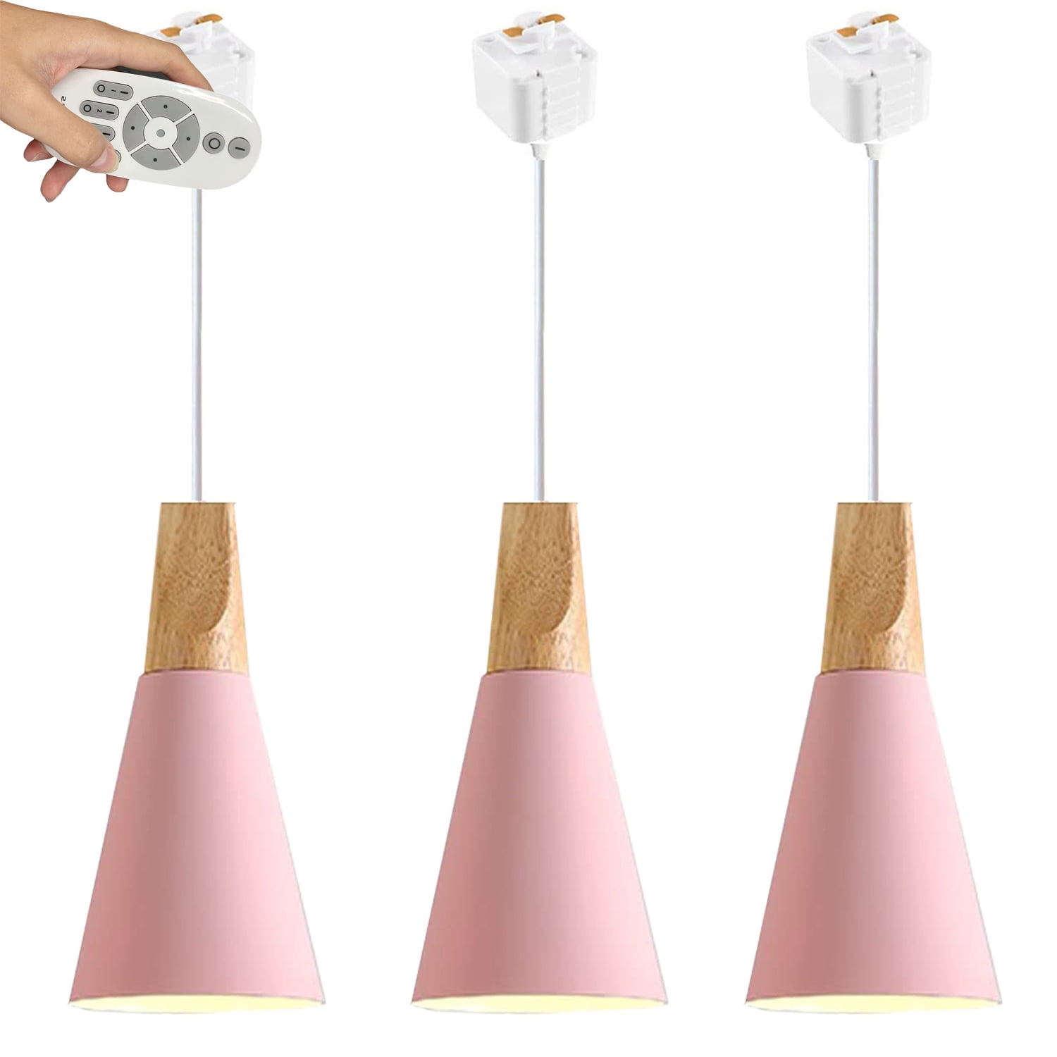 FSLiving Remote Control Pendant Light 3 Lights J-Type Track Pendant ...