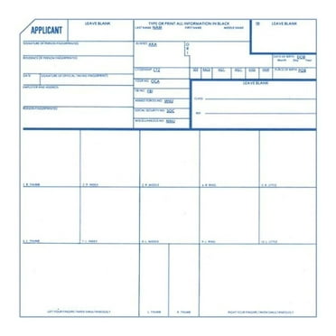 FBI Standard FD-258 Fingerprint Cards for Employment and Immigration ...