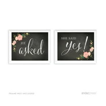 He Asked, She Said Yes! Black Chalkboard & Floral Roses Wedding Party ...