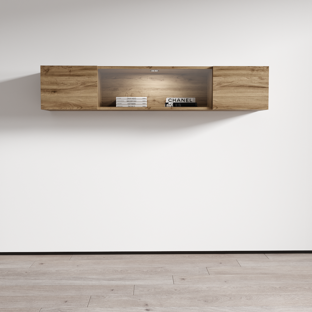 Fly Modular Wall Mounted Floating Media Cabinet (Type-52) Oak - Walmart.com