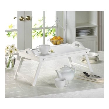 Lipper International Foldable Bamboo Snack Table Set, Dining, Set of ...