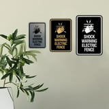 Signs ByLITA Portrait Round Shock Warning Electric Fence Sign (Black ...
