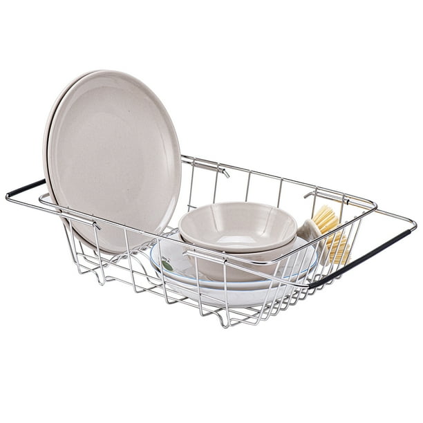 CACAGOO Dish Drying Rack Expandable Dishes Drainer Over The Sink Dish ...