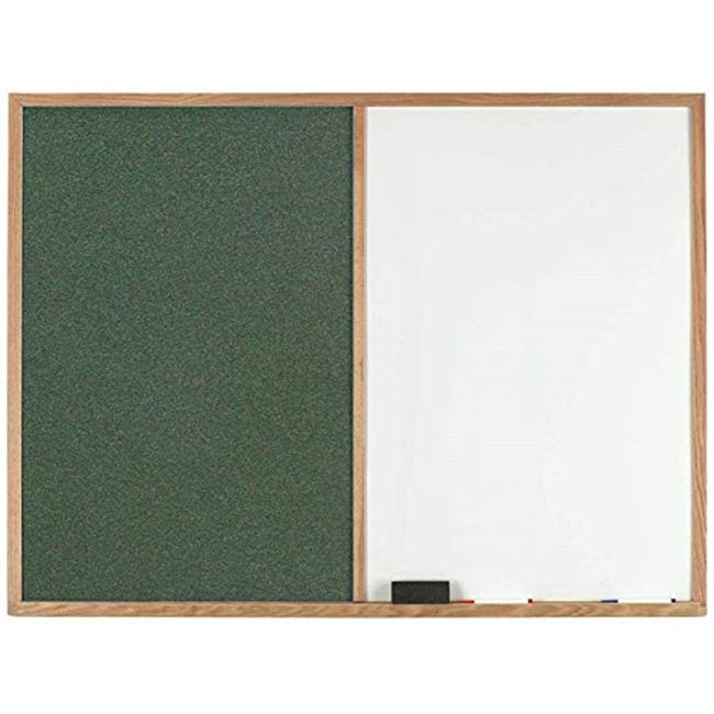 Aarco Products Oak Frame Combination Green Fabric Tack Board - 18 H x ...