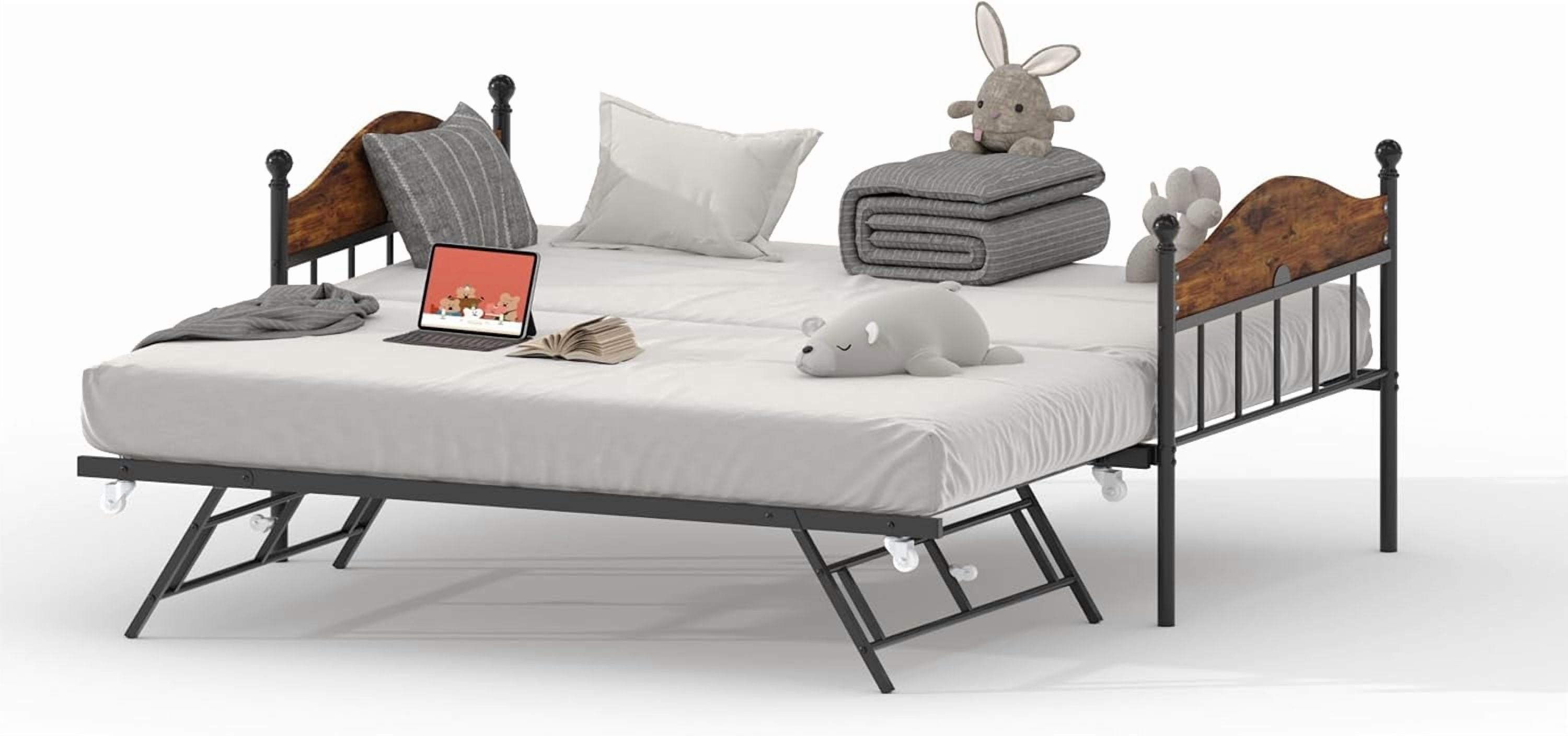 ChaoLink Cama tipo sofá con cama nido, cama de metal resistente tamaño ...