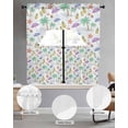Cartoon Coconut Trees Kitchen Curtains Sets 36 Inch Length with Valance ...