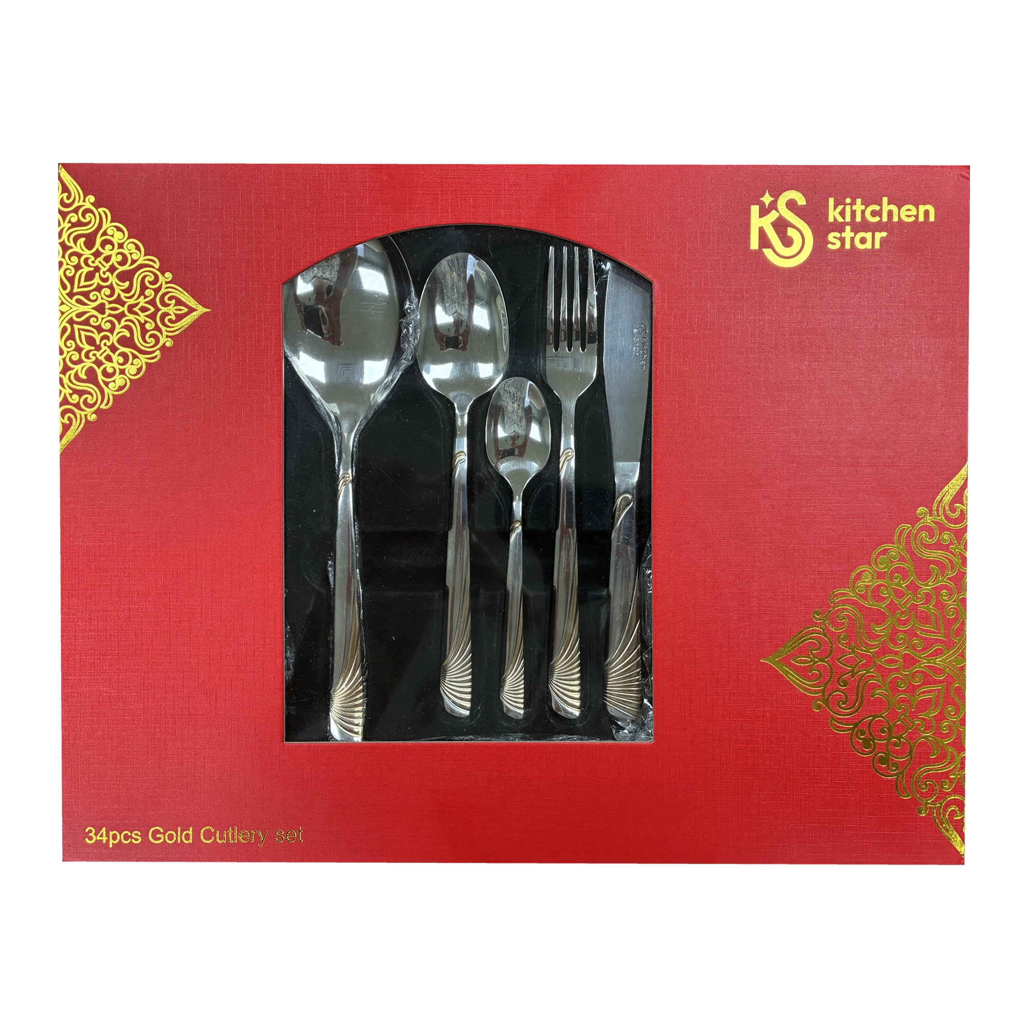 Click here for Kitchen Star Stainless Steel 34pc Flatware Set - G... prices