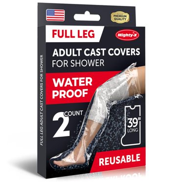 Mighty-X Waterproof Cast Cover Leg - 2 pk, Reusable, Shower Protector ...