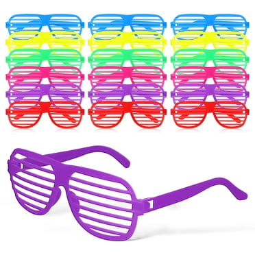 12 Pairs Shutter Glasses Shades Eyeglasses - Neon Color Slotted ...