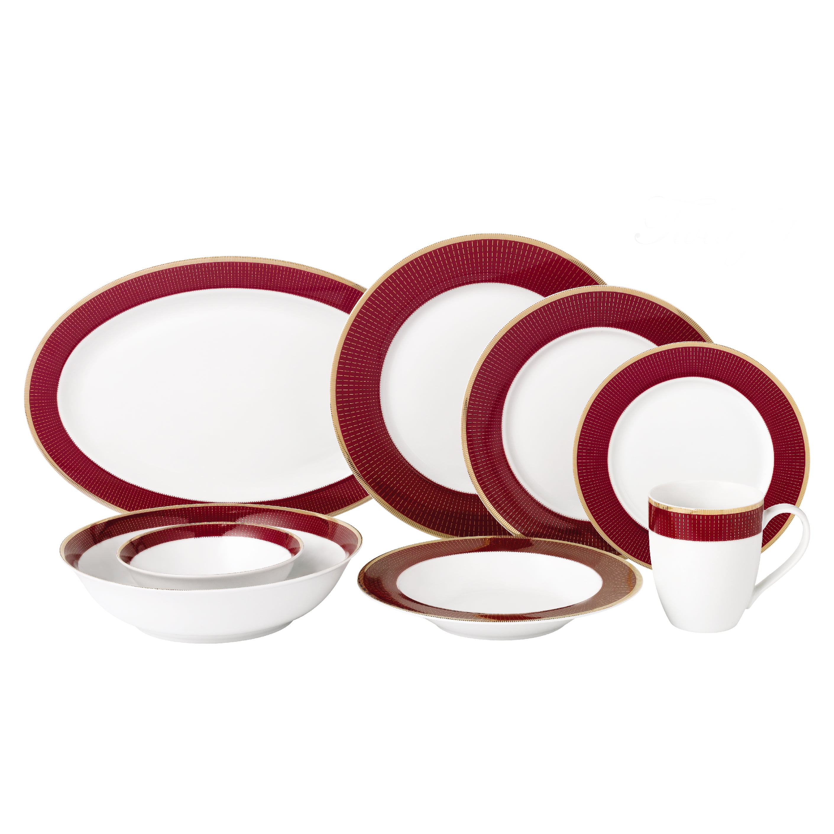 Stylish and Elegant 50 Pieces Bone China Dinnerware Set Service for Hosting Parties and Events ...