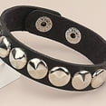 Spiked Studded Bracelet Black Leather Rivets Punk Bracelet Cuff Wrap ...